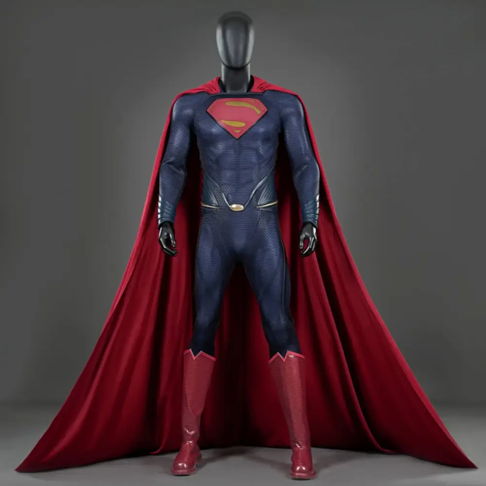 SuperMan Clark Kent Cosplay Costume Movie Man of Steel Jumpsuit Cloak ...