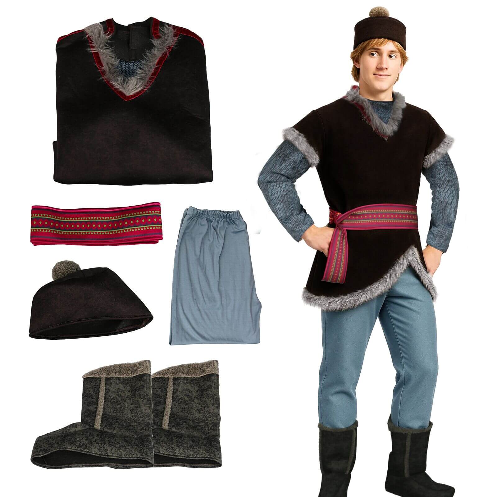 Adult Frozen Kristoff Bjorgman Iceman Halloween Cosplay Costume In ...