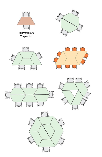 Trapezoid shape adjustable school kids study table
