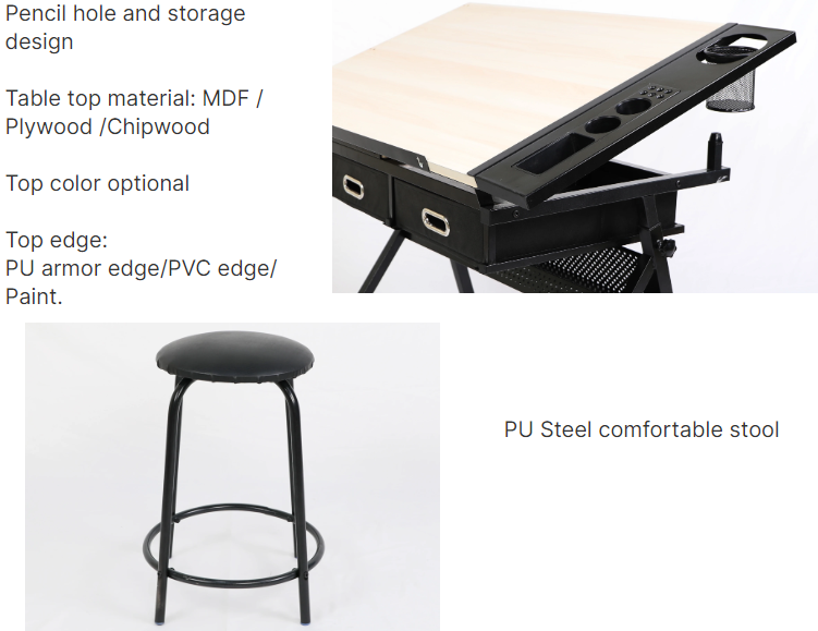 Adjustable Wooden Student Drafting Drawing Table
