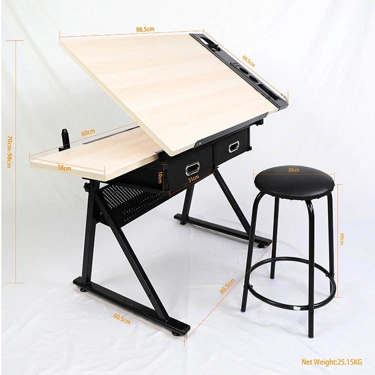 Adjustable Wooden Student Drafting Drawing Table