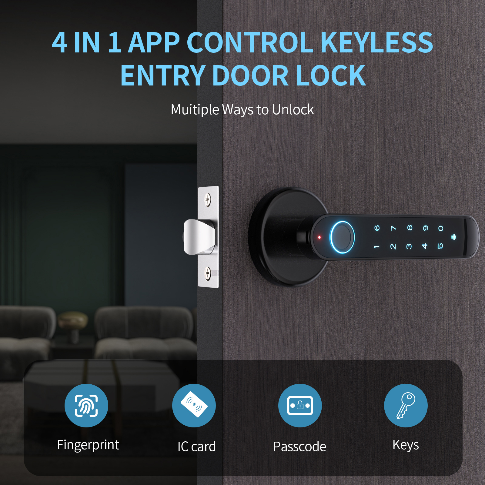 ENOKER Smart keyless Entry Door Lock 5 in 1 Fingerprint Door Knob Lock ...