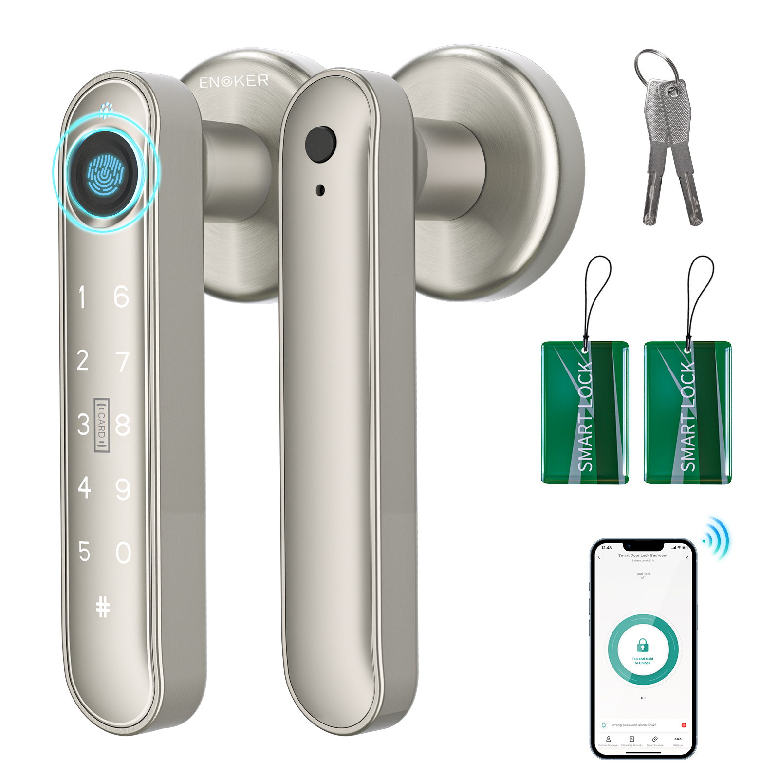 ENOKER Smart Fingerprint Door Lock - 5 in 1 Keyless Entry Door Knob ...