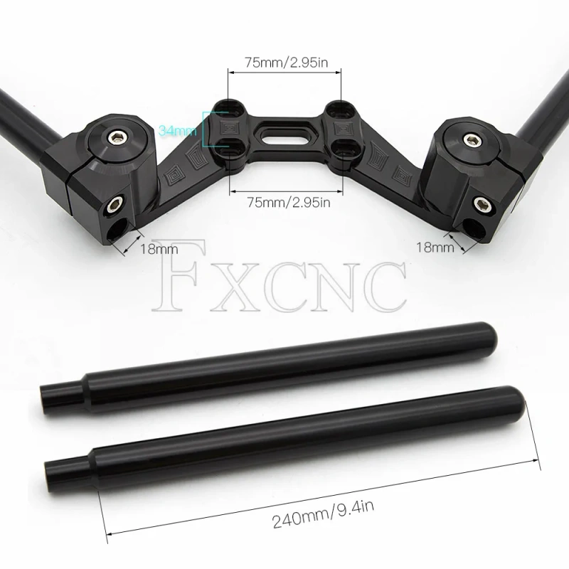 Universal Motorcycle Clip on Handlear Handle Bar Clipon Fork 75mm Fat ...