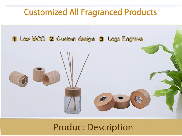 New Arrival Customize Popular Candle Contain Black Wooden Reed Diffuser Cap