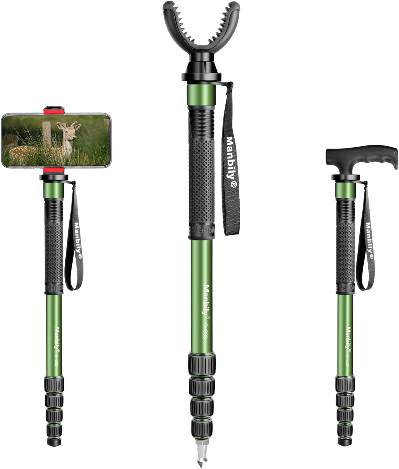 Manbily Shooting Monopod with Walking Stick Handle (No Base)