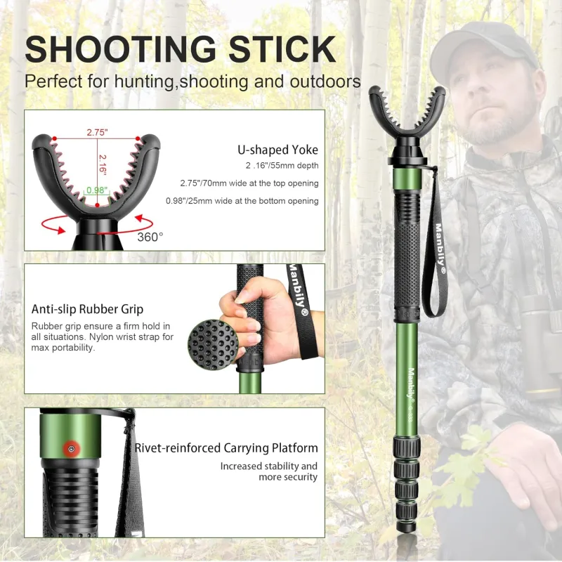 Manbily Shooting Monopod with Walking Stick Handle (No Base)