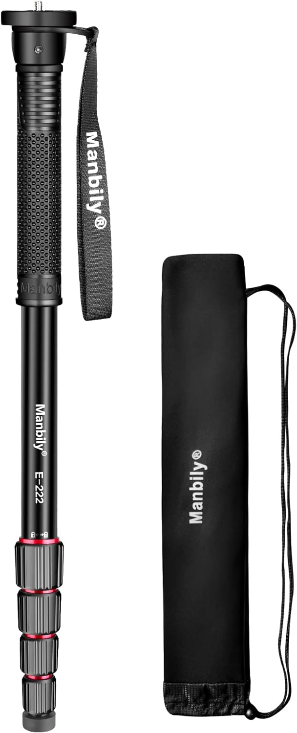 Manbily Camera Monopod, E-222 (Red&Black）