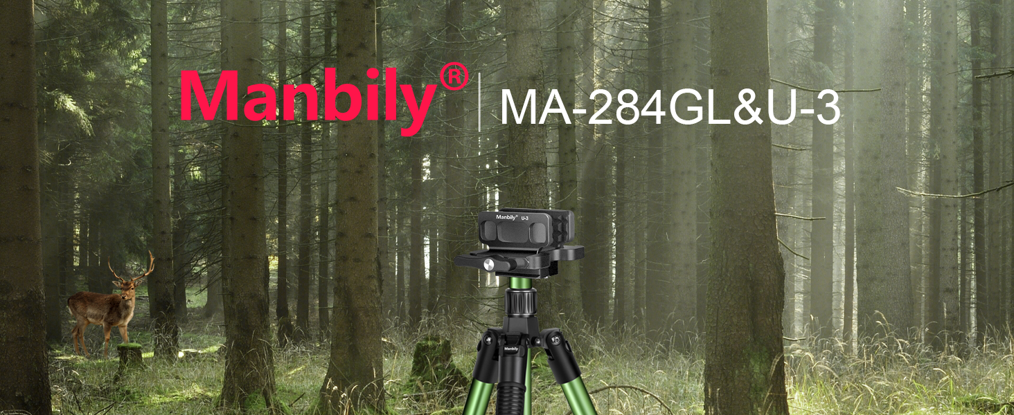Manbily Shooting Tripod with Saddle Mount Set for Hunting (U-3)+(MA-284GL) Green / Black