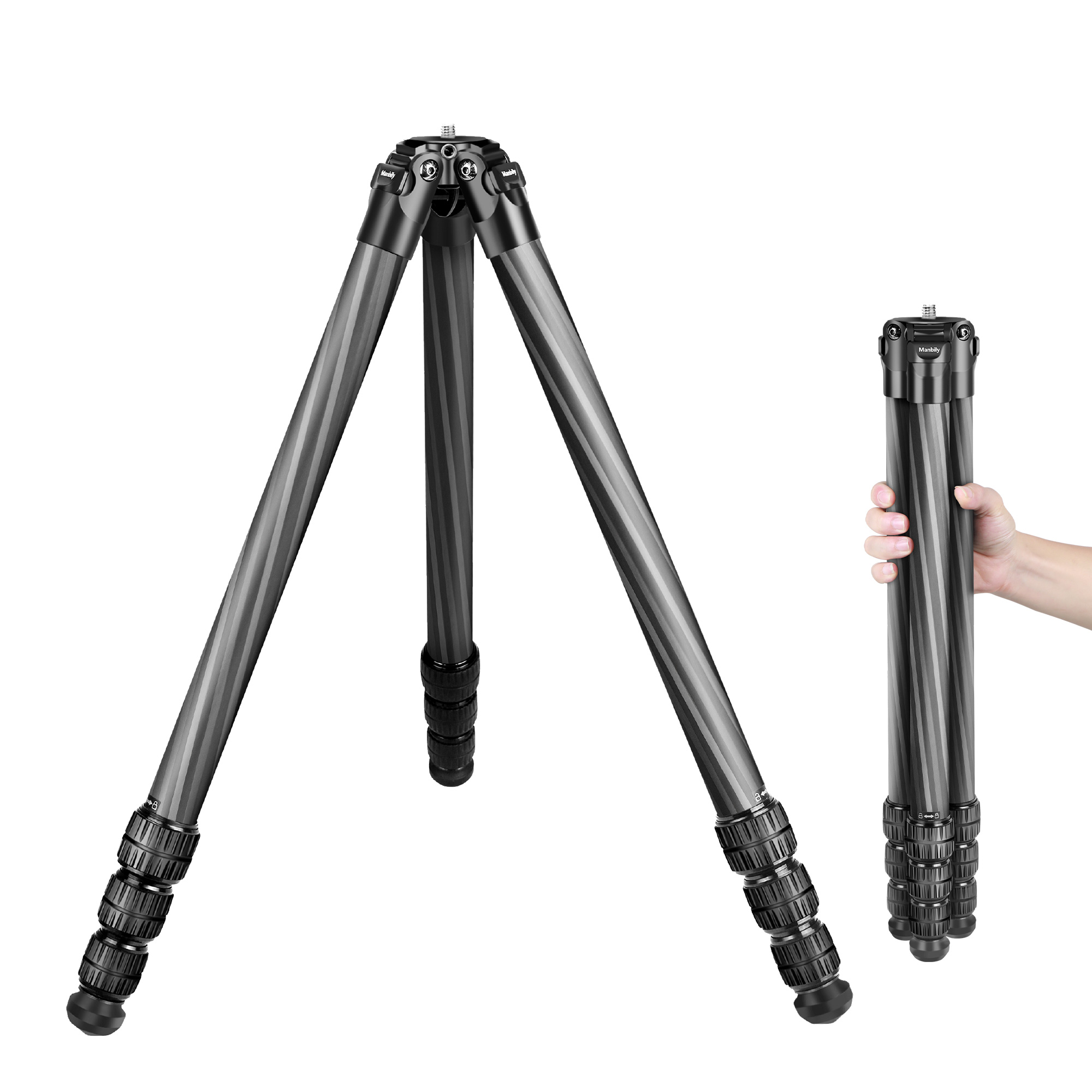Manbily WZ-324 Carbon Fiber Tripod, 32mm Tube, Max. Load 44lbs/20kg