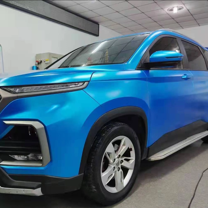 TOPCAR Satin Metallic Ocean Blue Vinyl Wrap Film