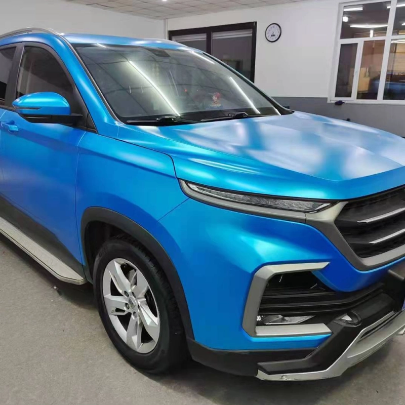 TOPCAR Satin Metallic Ocean Blue Vinyl Wrap Film