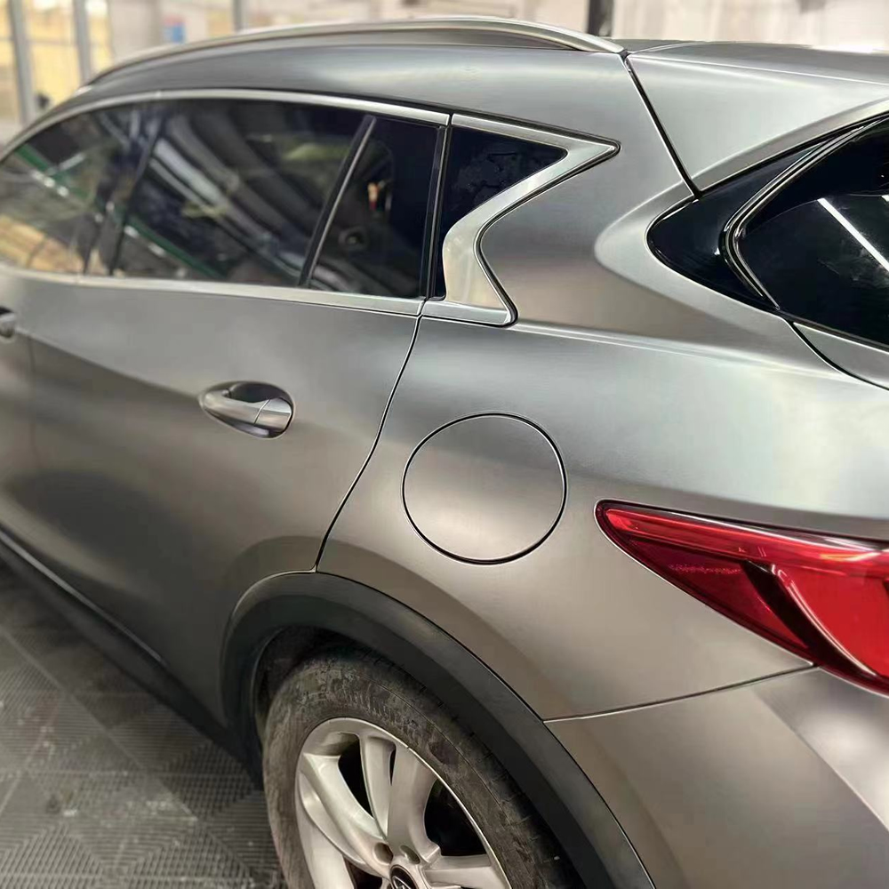 TOPCAR Satin Metallic Titanium Metal Grey Vinyl Wrap Film