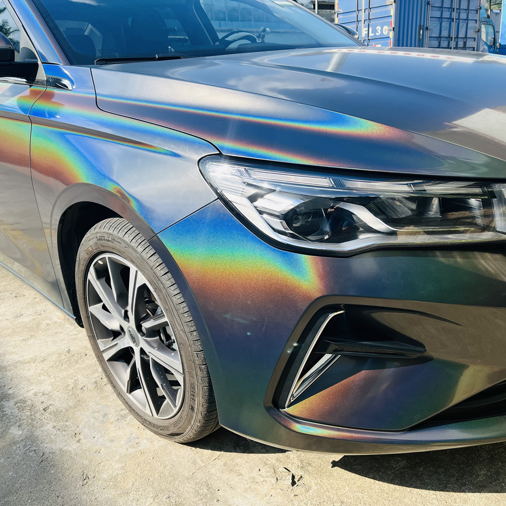 TOPCAR Rainbow Laser Grey Vinyl Wrap Film