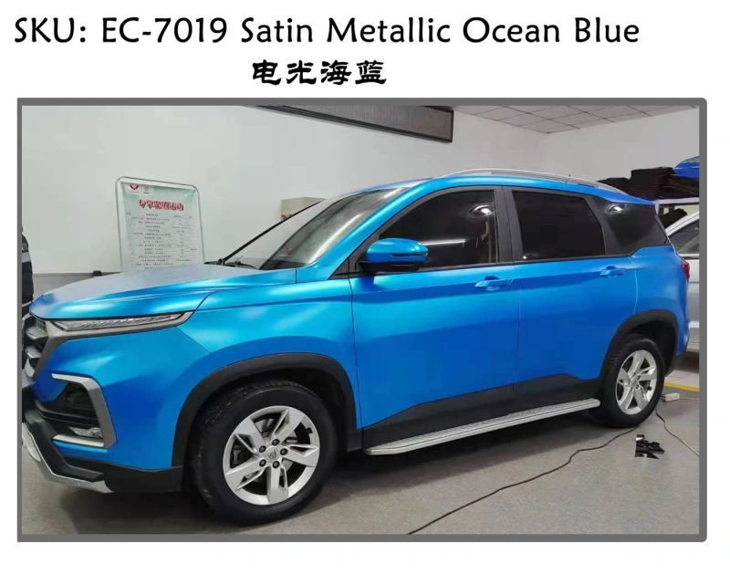 TOPCAR Satin Metallic Ocean Blue Vinyl Wrap Film