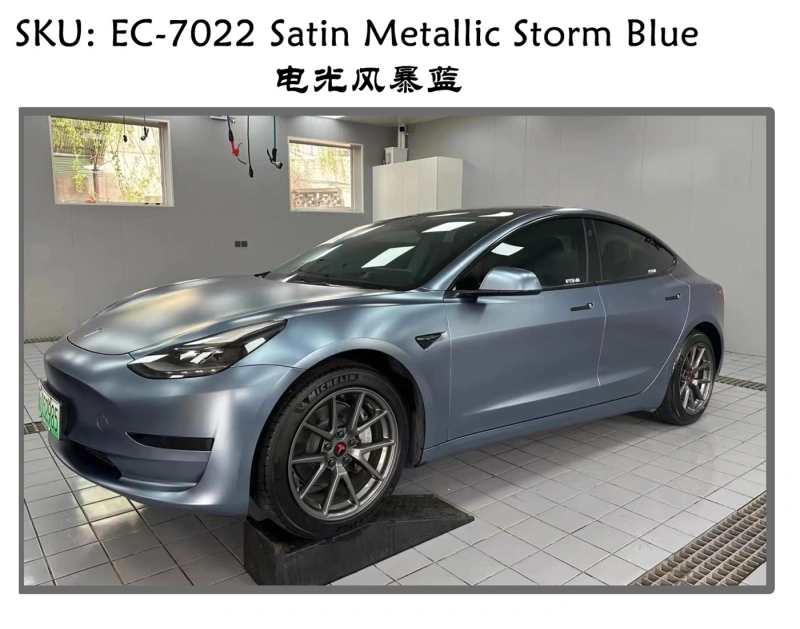 TOPCAR Satin Metallic Storm Blue Vinyl Wrap Film