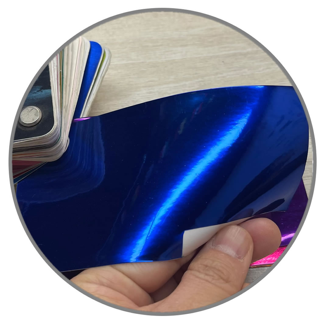 TOPCAR Strechable Mirror Chrome Blue Vinyl Wrap Film