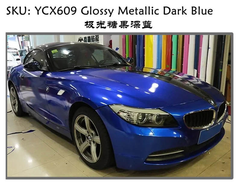 TOPCAR Glossy Metallic Dark Blue Vinyl Wrap Film