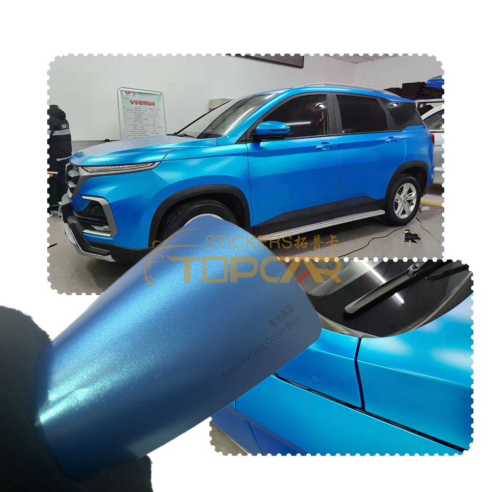 Premium Vinyl Wrap | TOPCAR Satin Metallic Ocean Blue from Professional ...