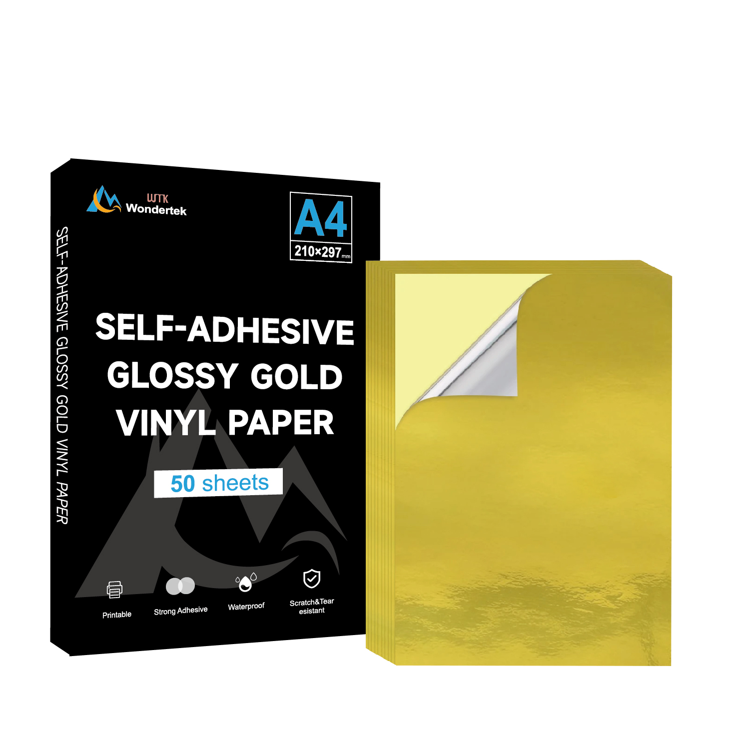 Inkjet PET Gold glossy vinyl sticker