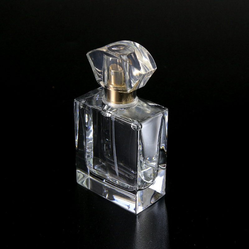Custom Luxury Polish Flat Parfum Glass Bottle Clear 60ml