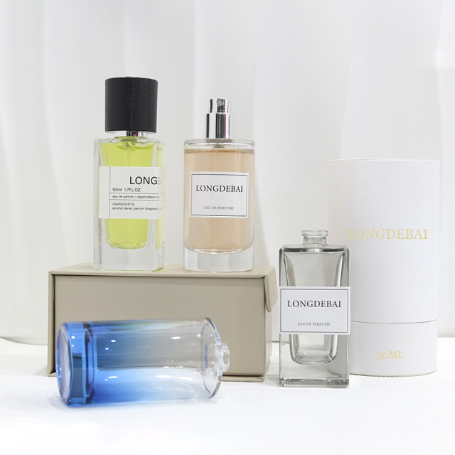 Luxury round 50ml crimp glass perfume bottle