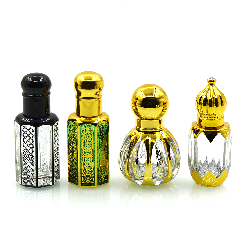 Factory dubai mini gold cap tola bottle screw essential oil glass