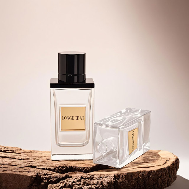 Luxury rectangle shape crimp glass perfume bottle with magnetic cap