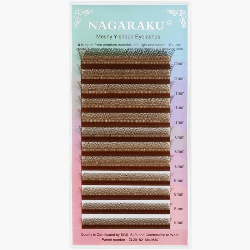 NAGARAKU Brown YY Shape Hand Woven Premium Synthetic Mink Eyelashes ...