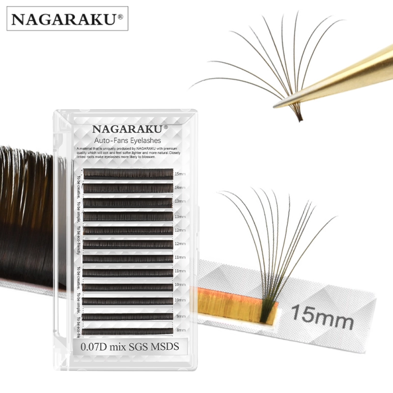 NAGARAKU Color Easy Fanning Eyelash Extension Brown Purple Blue Fans ...