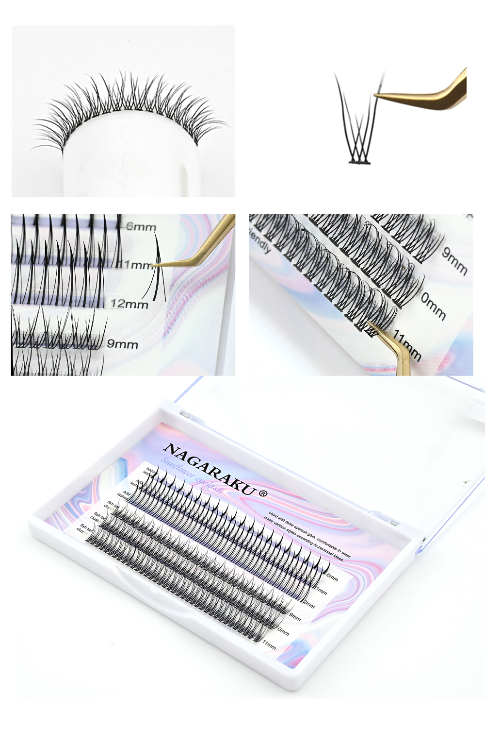 NAGARAKU Spikes A Shape Fish Tail False Eyelash Fairy Extension Pre ...