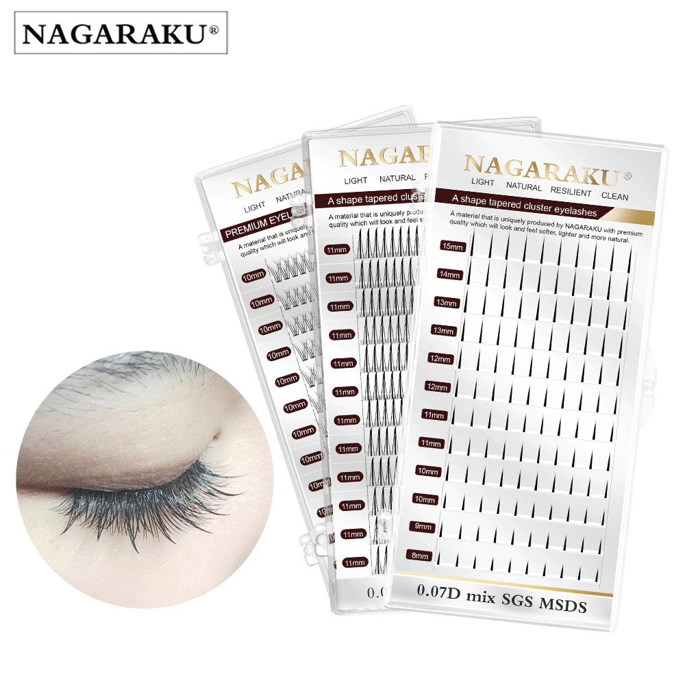 NAGARAKU Spikes Cluster Lashes A Shape Tapered Flat Base Lashes Fish ...