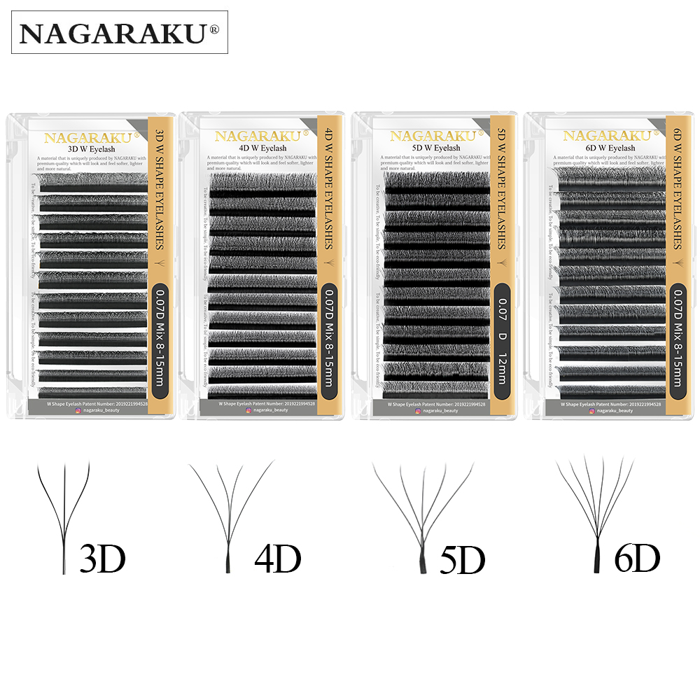 NAGARAKU 3D/4D/5D/6D W Shape Eyelash Extension Super Soft Natural Dense ...