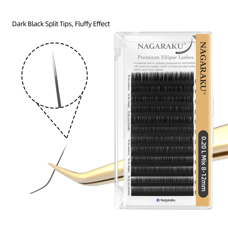Nagaraku L Curl Ellipse Eyelash Extension 12 Linesellipse Eyelashes