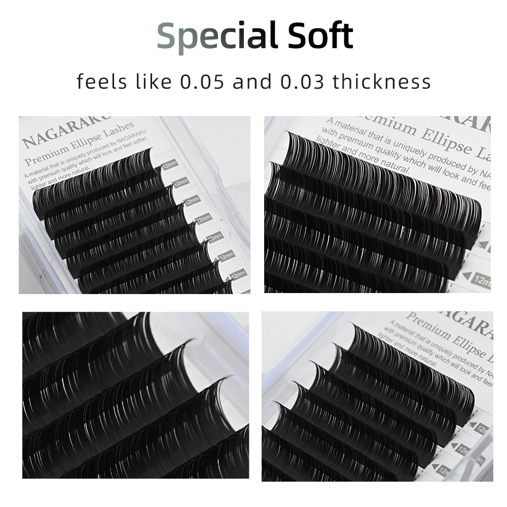 NAGARAKU Grey Black Brown Color Split Tips Ellipse Eyelashes,Ellipse Eyelashes