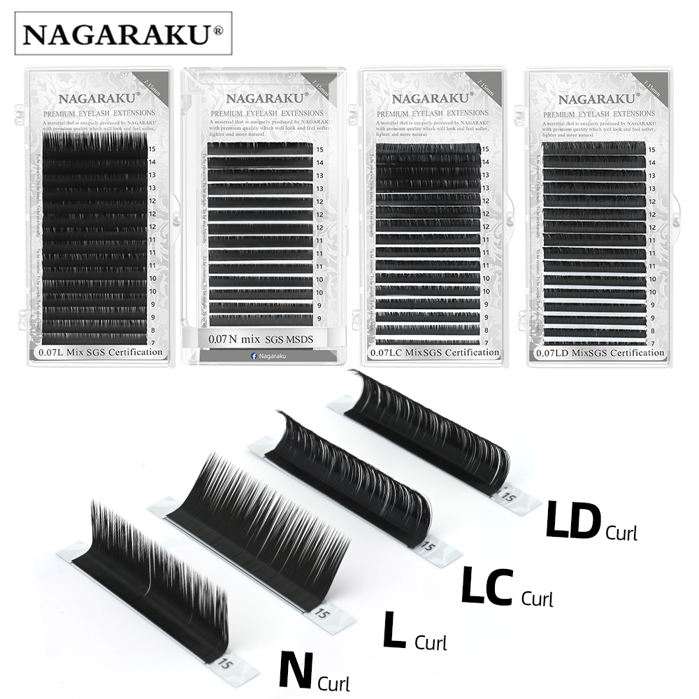 NAGARAKU Mix 7-15mm 16 Lines L N LC LD Curls Eyelash Extension Super ...