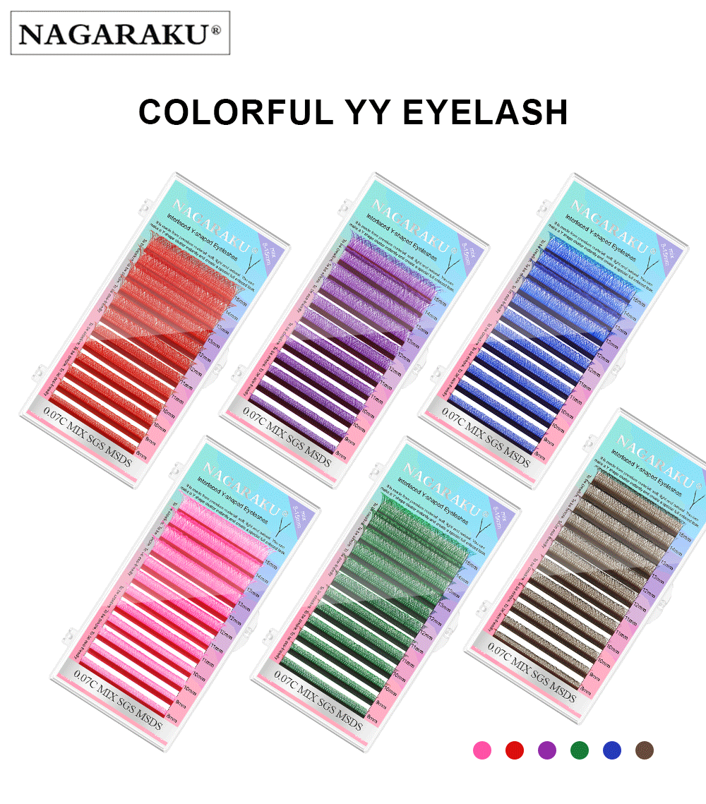 NAGARAKU Colorful YY Eyelash Extension,YY/W Shape Eyelashes