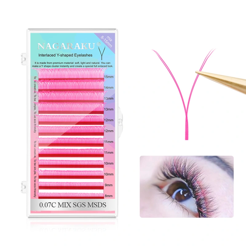 NAGARAKU Colorful YY Eyelash Extension,YY/W Shape Eyelashes