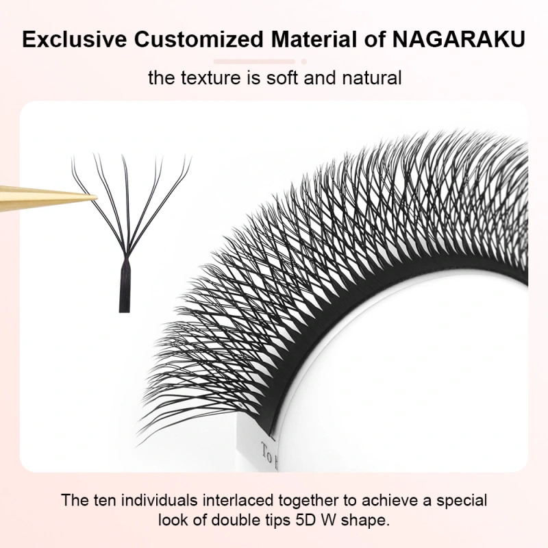 Nagaraku Double Tips 5d W Eyelash Extension 12 Lines Matte Blackyyw