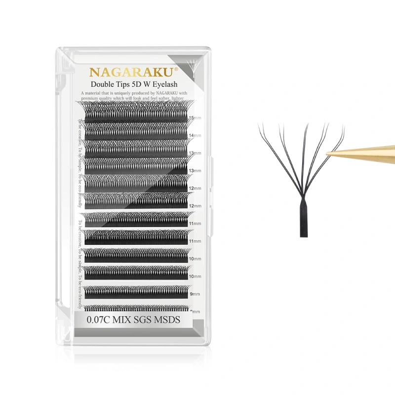 Nagaraku Double Tips 5d W Eyelash Extension 12 Lines Matte Blackyyw