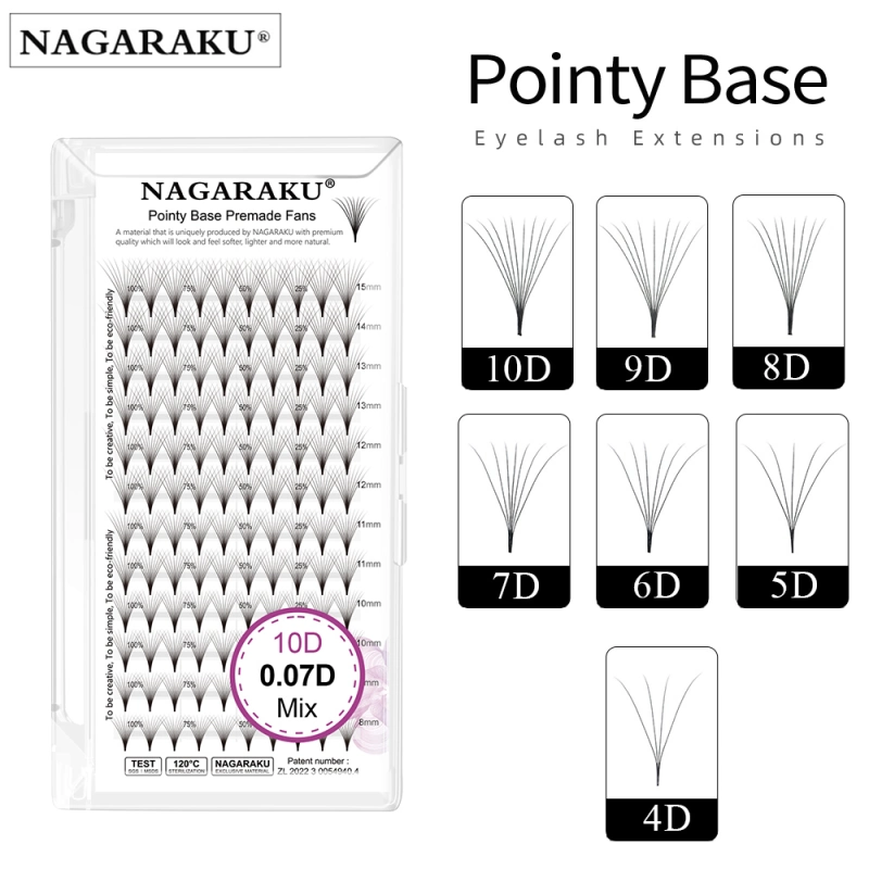 NAGARAKU Pointy Base Premade Fans Eyelash Extension Sharp Narrow Stem ...