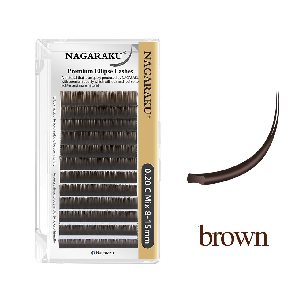 NAGARAKU Grey Black Brown Color Split Tips Ellipse Eyelashes,Ellipse ...