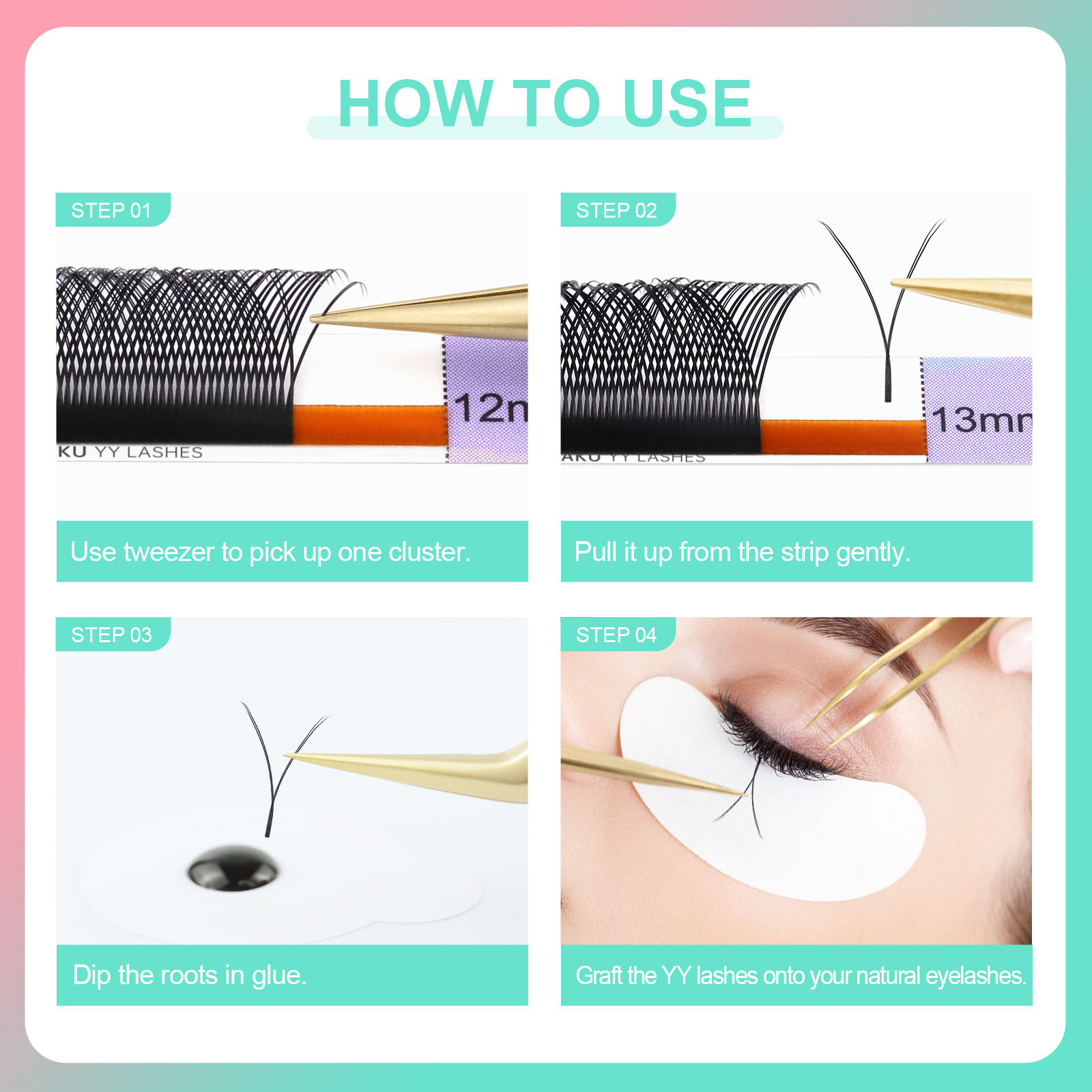 NAGARAKU 2D YY Eyelash Extension 54 Lines Big Capacity