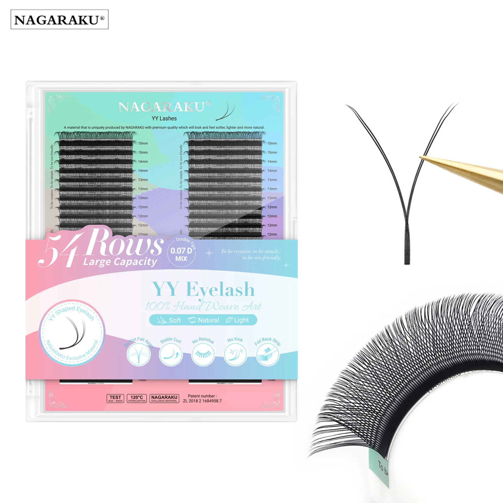 NAGARAKU 2D YY Eyelash Extension 54 Lines Big Capacity