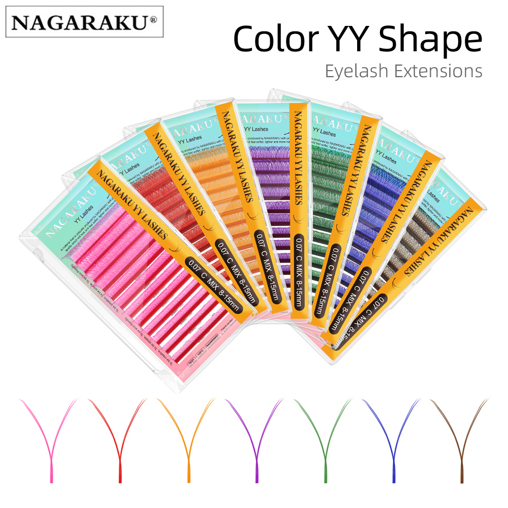 NAGARAKU Colorful YY Eyelash Extension,YY/W Shape Eyelashes