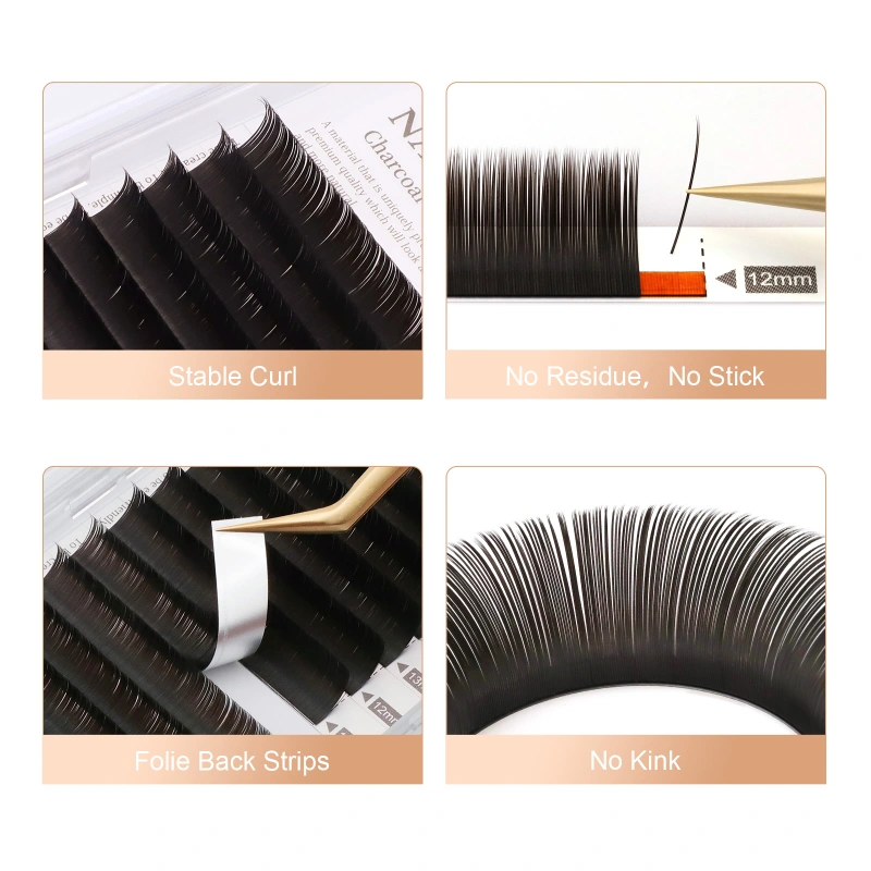 NAGARAKU Matte Black Split Tips Ellipse Eyelashes,Ellipse Eyelashes