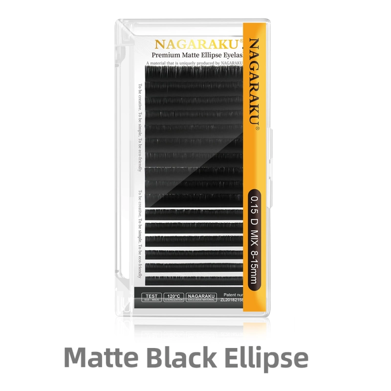 NAGARAKU Matte Black Split Tips Ellipse Eyelashes,Ellipse Eyelashes