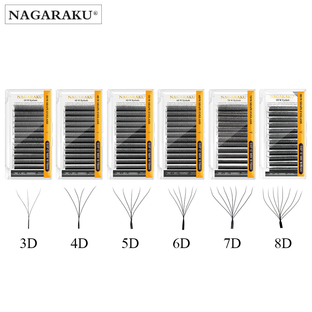 NAGARAKU 3D 4D 5D 6D 7D 8D W Shape Eyelash Extension,YY/W Shape Eyelashes