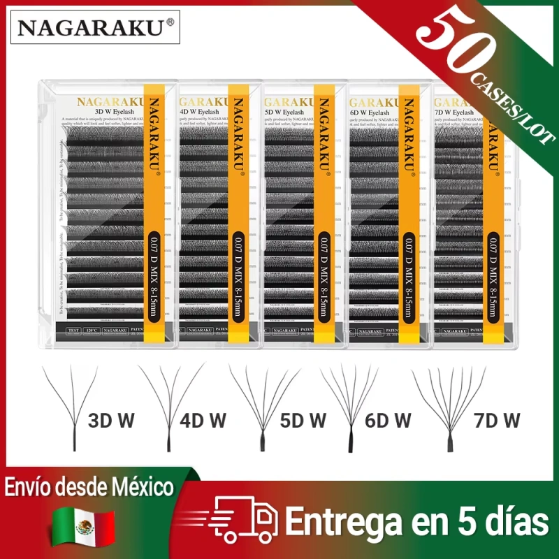 NAGARAKU 50 Cases of 3D 4D 5D 6D W Eyelashes Ship From Mexico