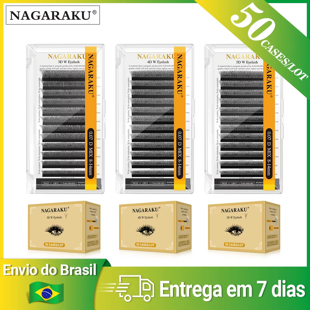 NAGARAKU 50 Cases of 3D 4D 5D W Eyelashes Ship From Brazil